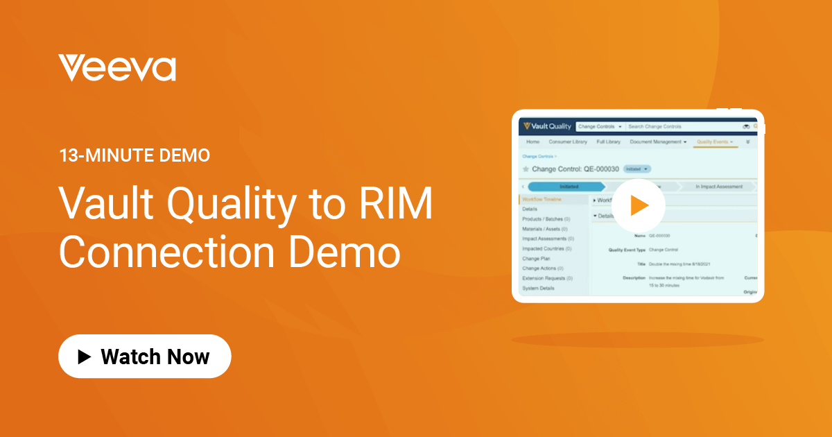 Veeva Quality to RIM Connection | Veeva Systems Europe