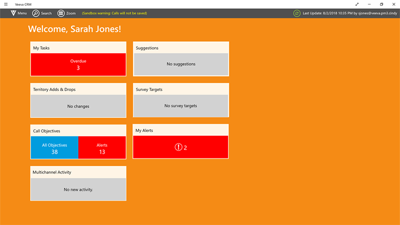 Sunrise User Interface for Veeva CRM | Veeva