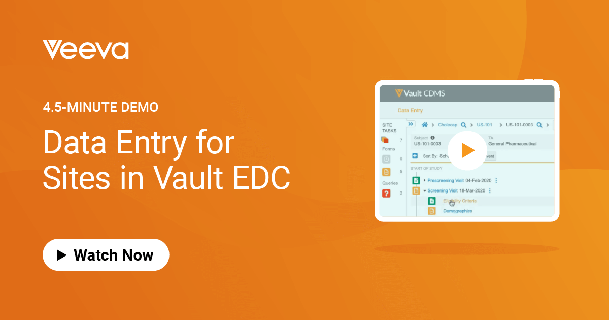 Data Entry for Sites in Veeva EDC | Veeva
