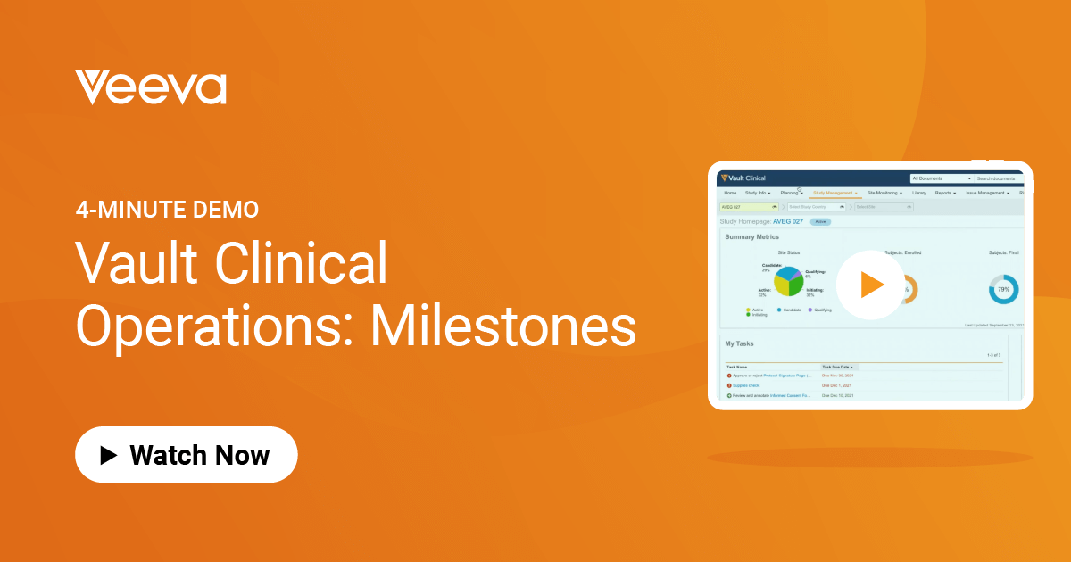 Veeva Clinical Operations: Milestones | Veeva
