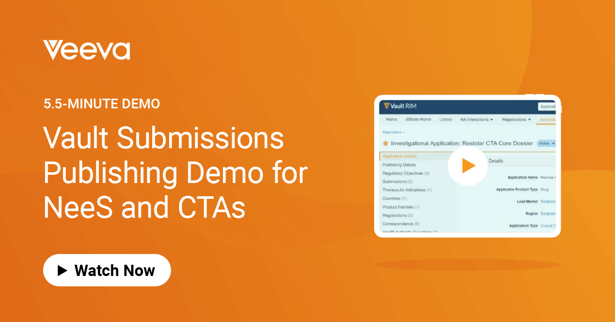 Veeva Submissions Publishing Demo for NeeS and CTAs | Veeva